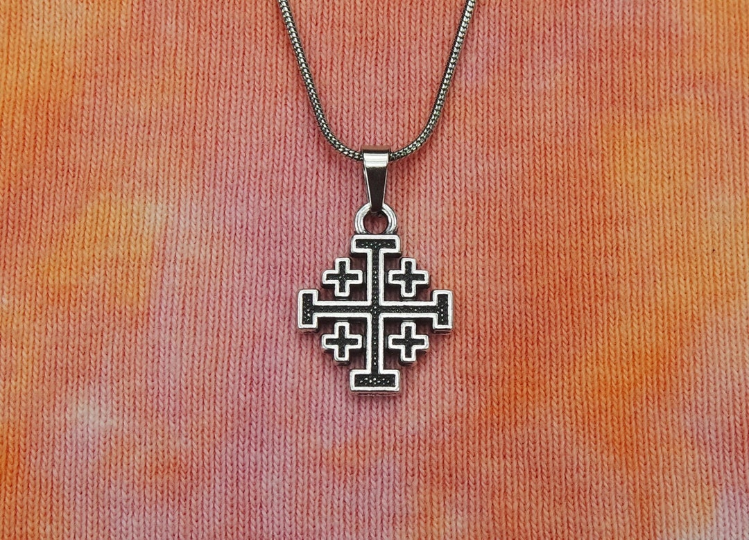 Jerusalem Cross Necklace or Earrings, Five-fold Cross and Crosslets ...