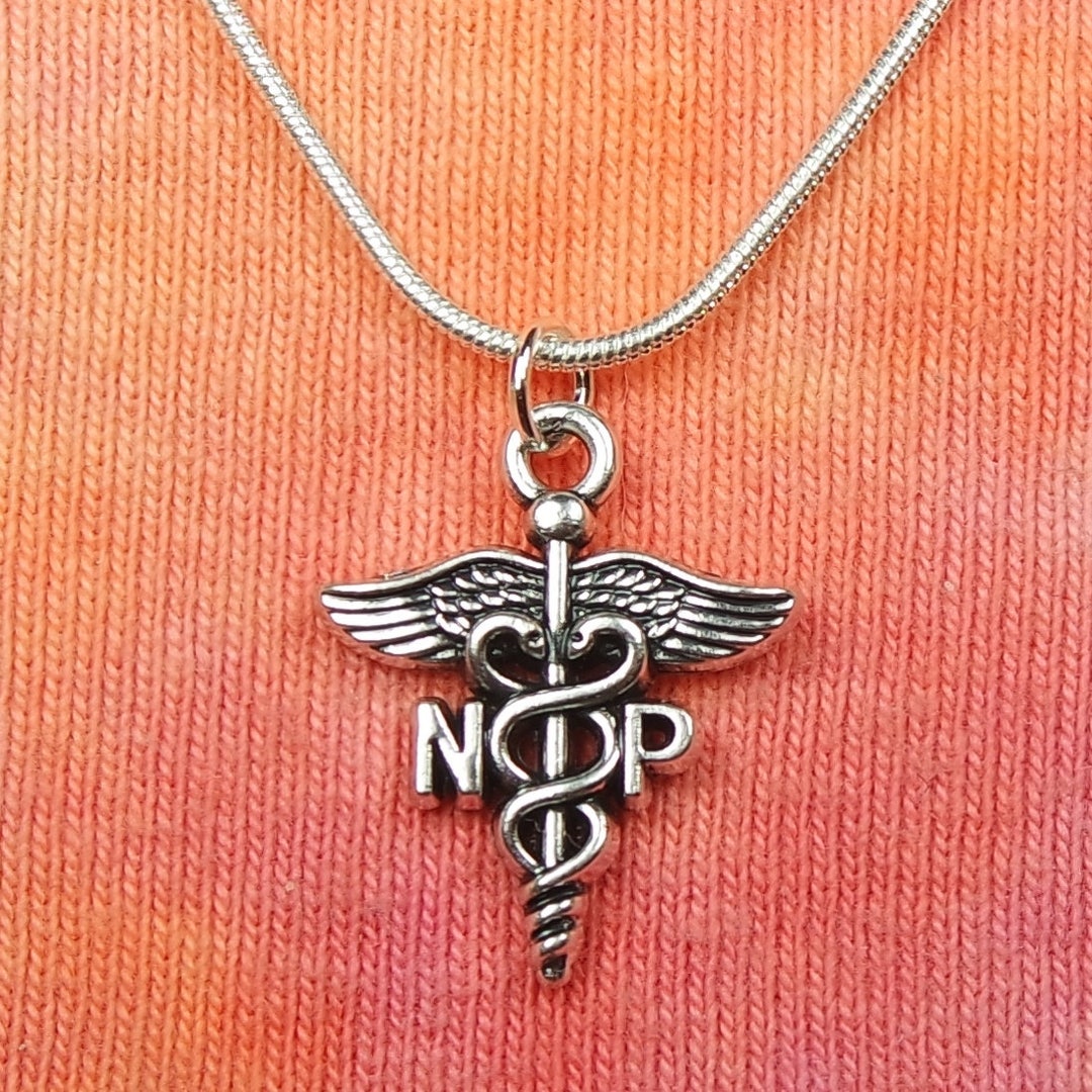 NP Necklace, Nurse Practitioner Caduceus Charm Pendant Pick 16 - 36 ...