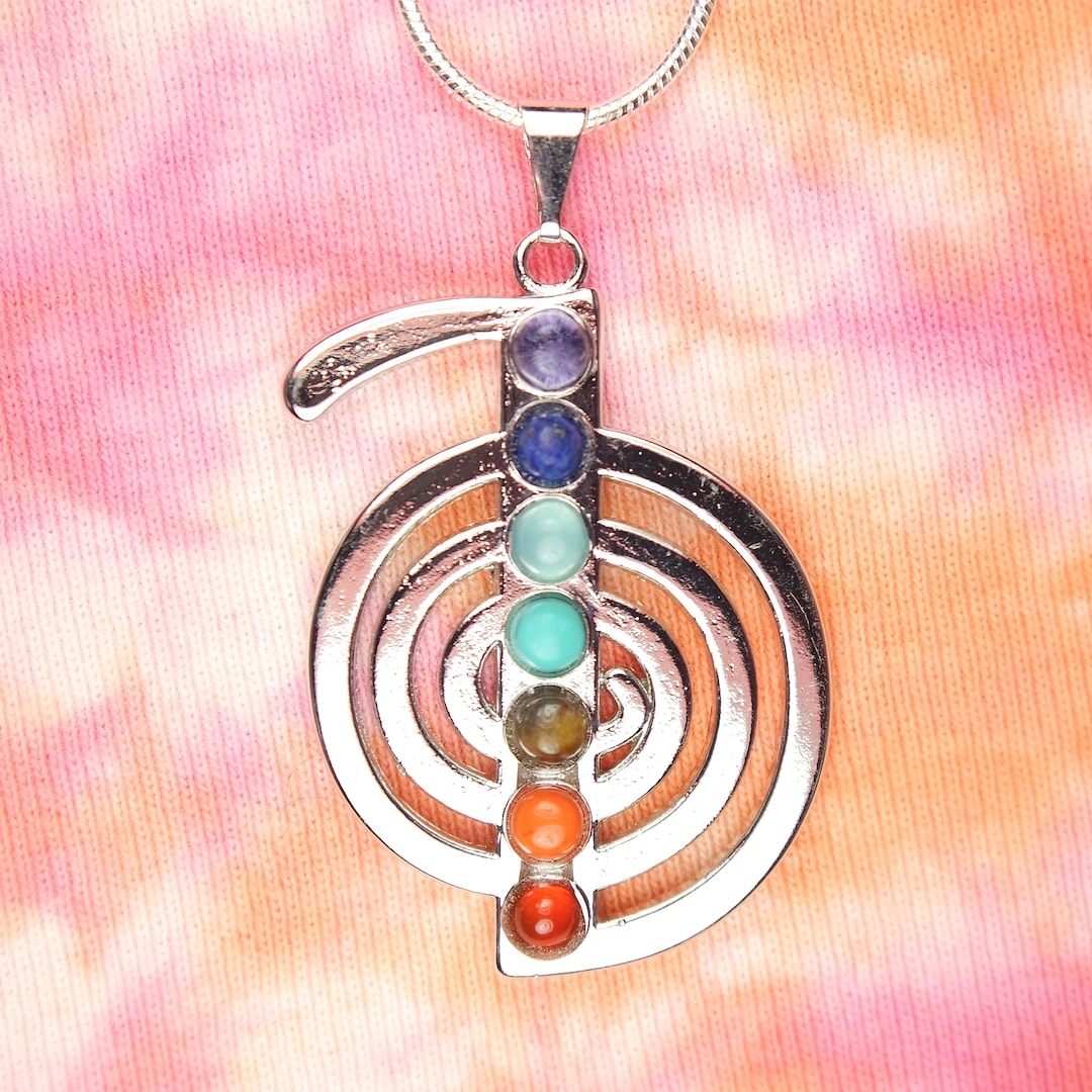 Cho Ku Rei 7 Chakra Gemstone Necklace, Reiki Power Symbol Choku Ray ...
