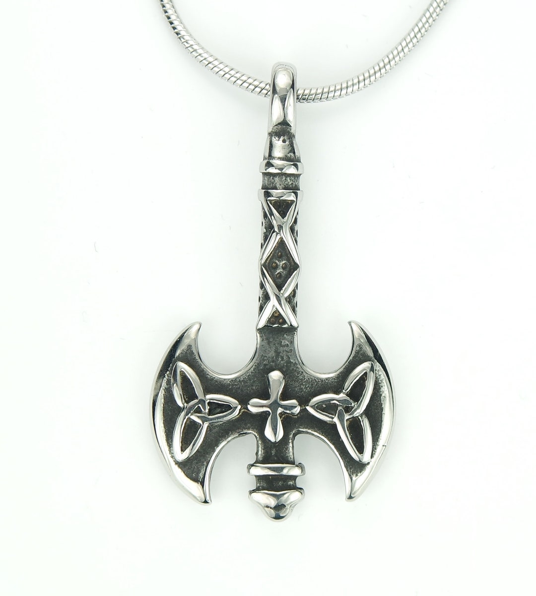 Celtic Labrys Necklace Double Bitted Axe With Cross and - Etsy