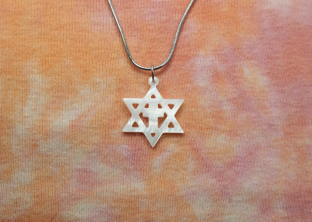 Cross in Star of David Shell Necklace or Earrings, Jewish Christian ...