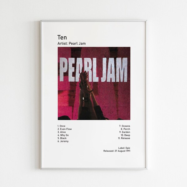 Pearl Jam Ten Poster - Etsy
