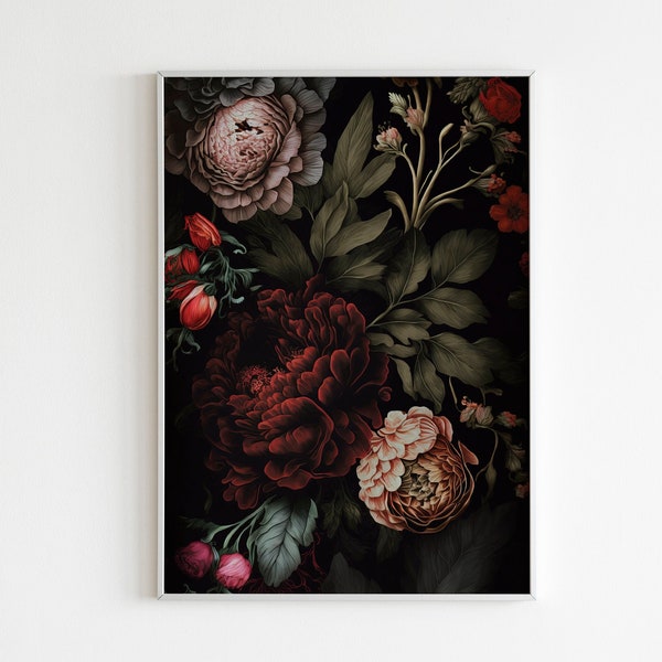 Moody Floral Art - Etsy