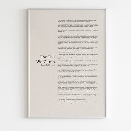 Printable Amanda Gorman the Hill We Climb Poem Digital - Etsy