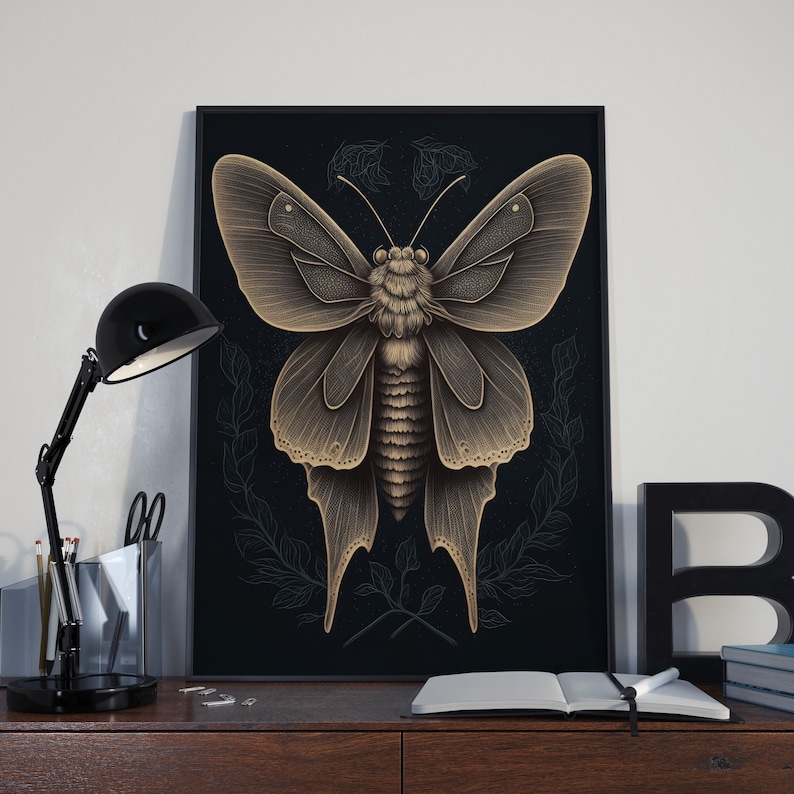 Golden Moth Poster Dark Academia Art Moth Wall Art Moth - Etsy