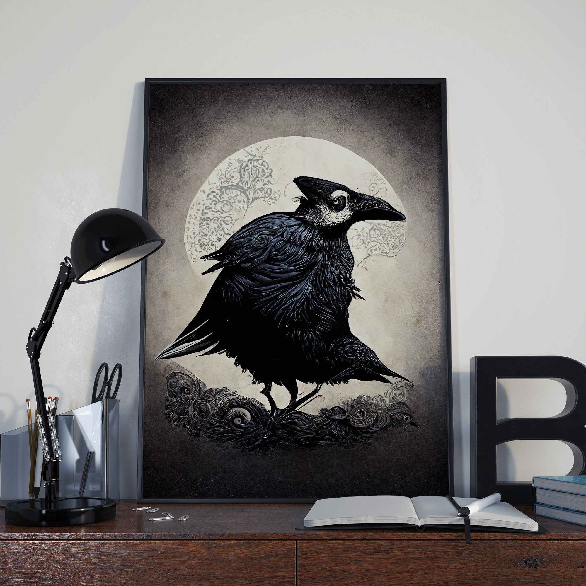 Edgar Allan Poe Raven Poster Raven Illustration Halloween - Etsy