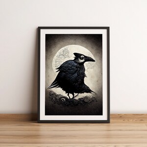 Edgar Allan Poe Raven Poster Raven Illustration Halloween - Etsy