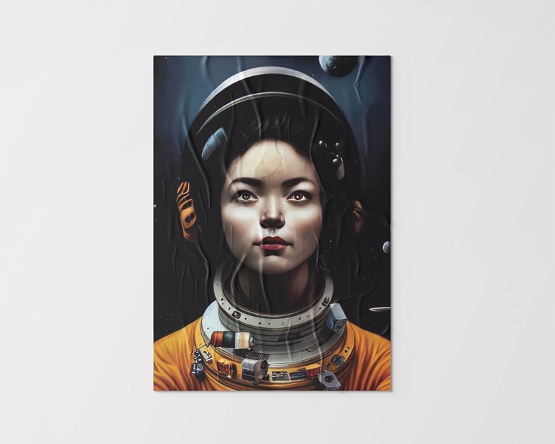 Astronaut Woman on the Moon Poster Astronaut Poster - Etsy