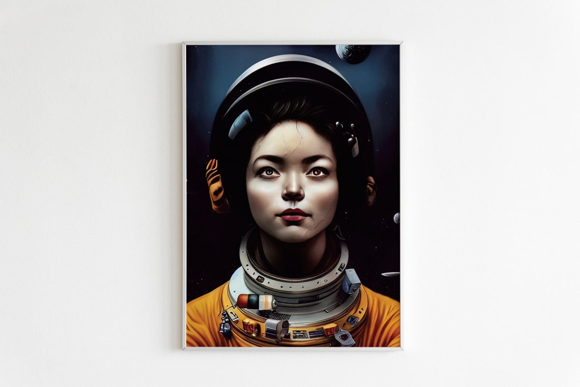 Astronaut Woman on the Moon Poster Astronaut Poster - Etsy