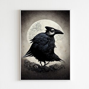 Edgar Allan Poe Raven Poster Raven Illustration Halloween - Etsy