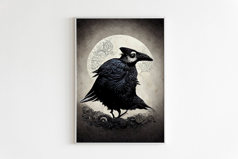 Edgar Allan Poe Raven Poster Raven Illustration Halloween - Etsy