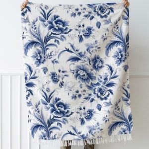 Royal Blue Toile Seamless Pattern, Commercial Use, Digital Paper, Blue ...