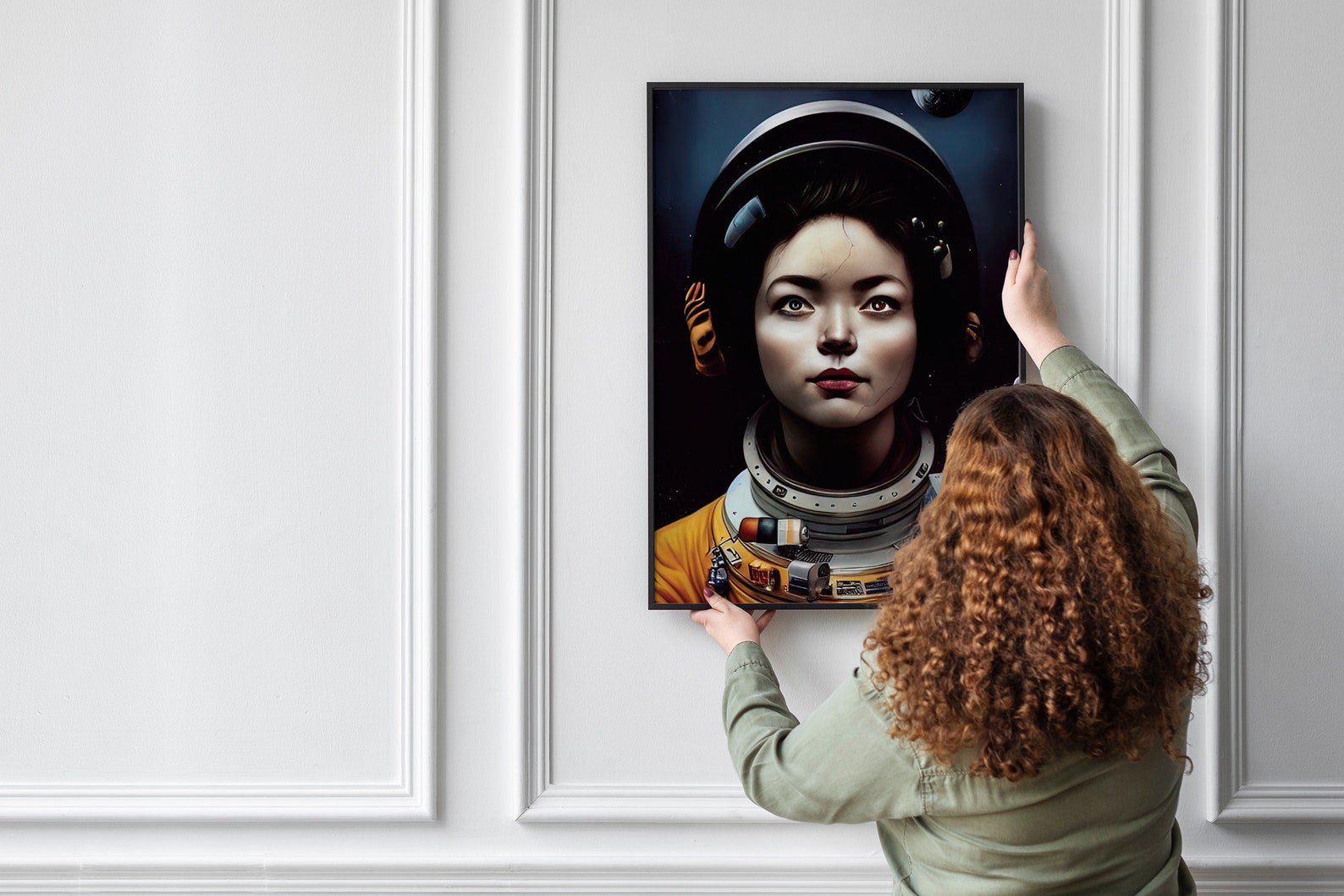 Astronaut Woman on the Moon Poster Astronaut Poster - Etsy