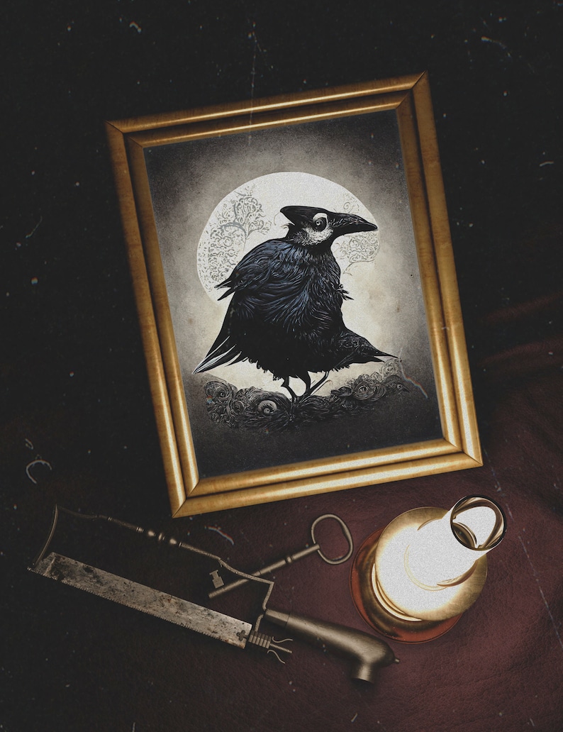 Edgar Allan Poe Raven Poster Raven Illustration Halloween - Etsy