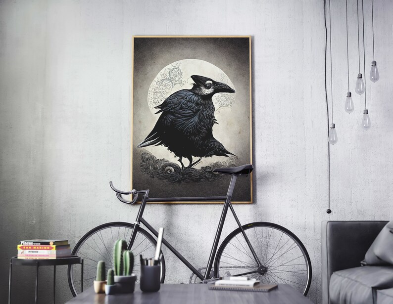 Edgar Allan Poe Raven Poster Raven Illustration Halloween - Etsy