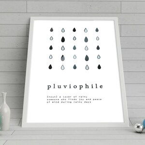 Pluviophile Poster, Rain Lover Poster, Rain Poster, Inspirational ...