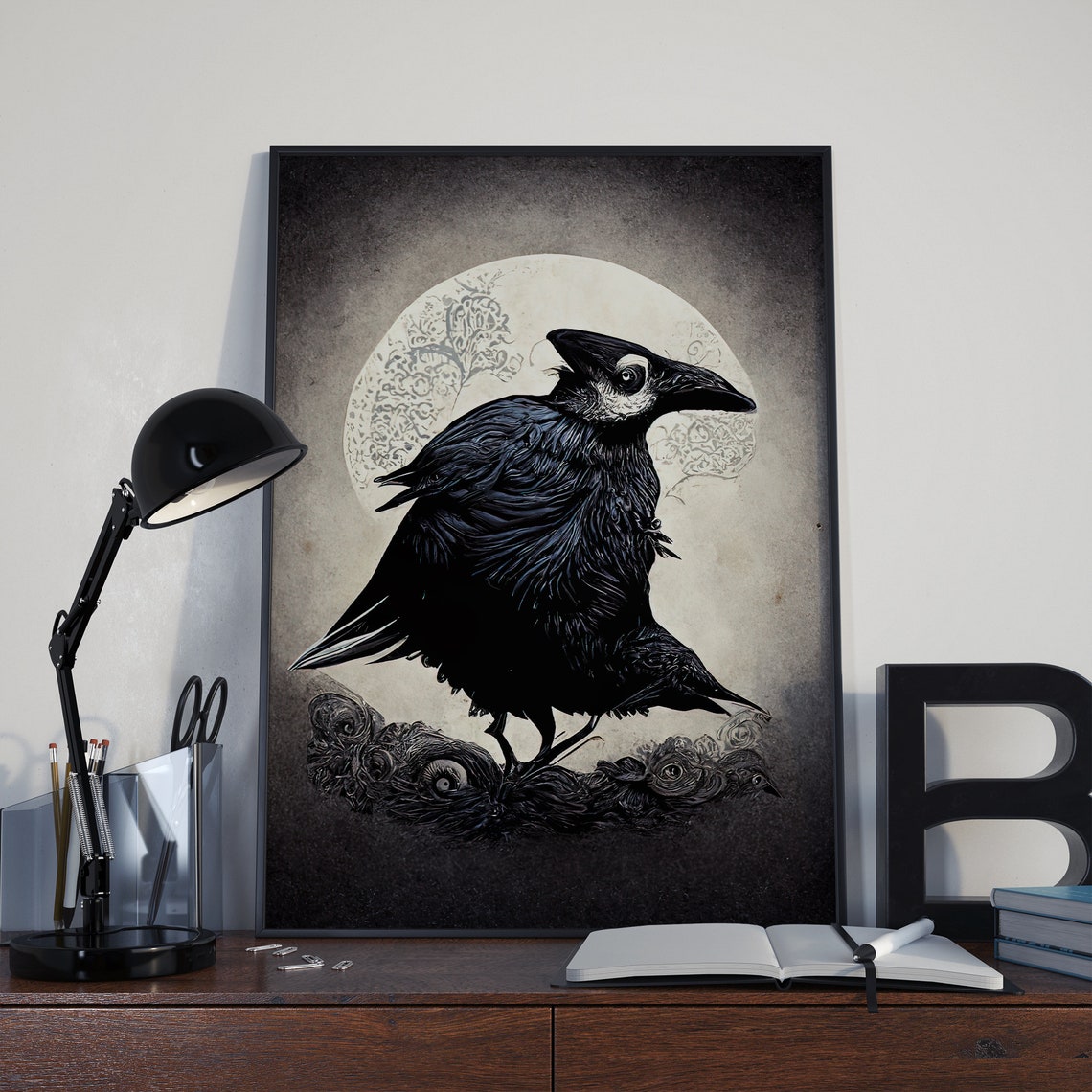 Edgar Allan Poe Raven Poster Raven Illustration Halloween - Etsy