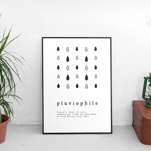 Pluviophile Poster, Rain Lover Poster, Rain Poster, Inspirational ...