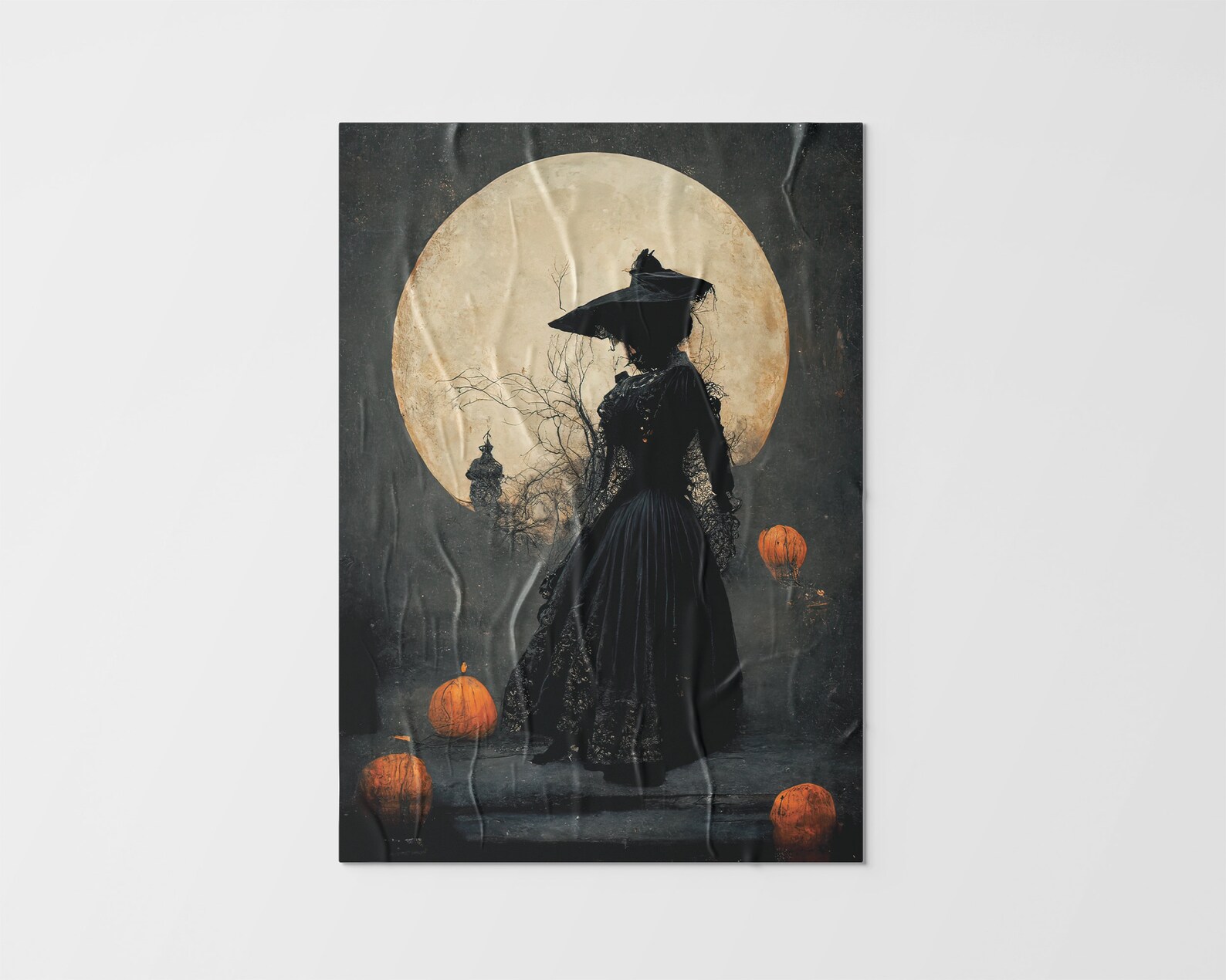 Spooky Witch With Pumpkins Halloween Poster Witch Poster - Etsy