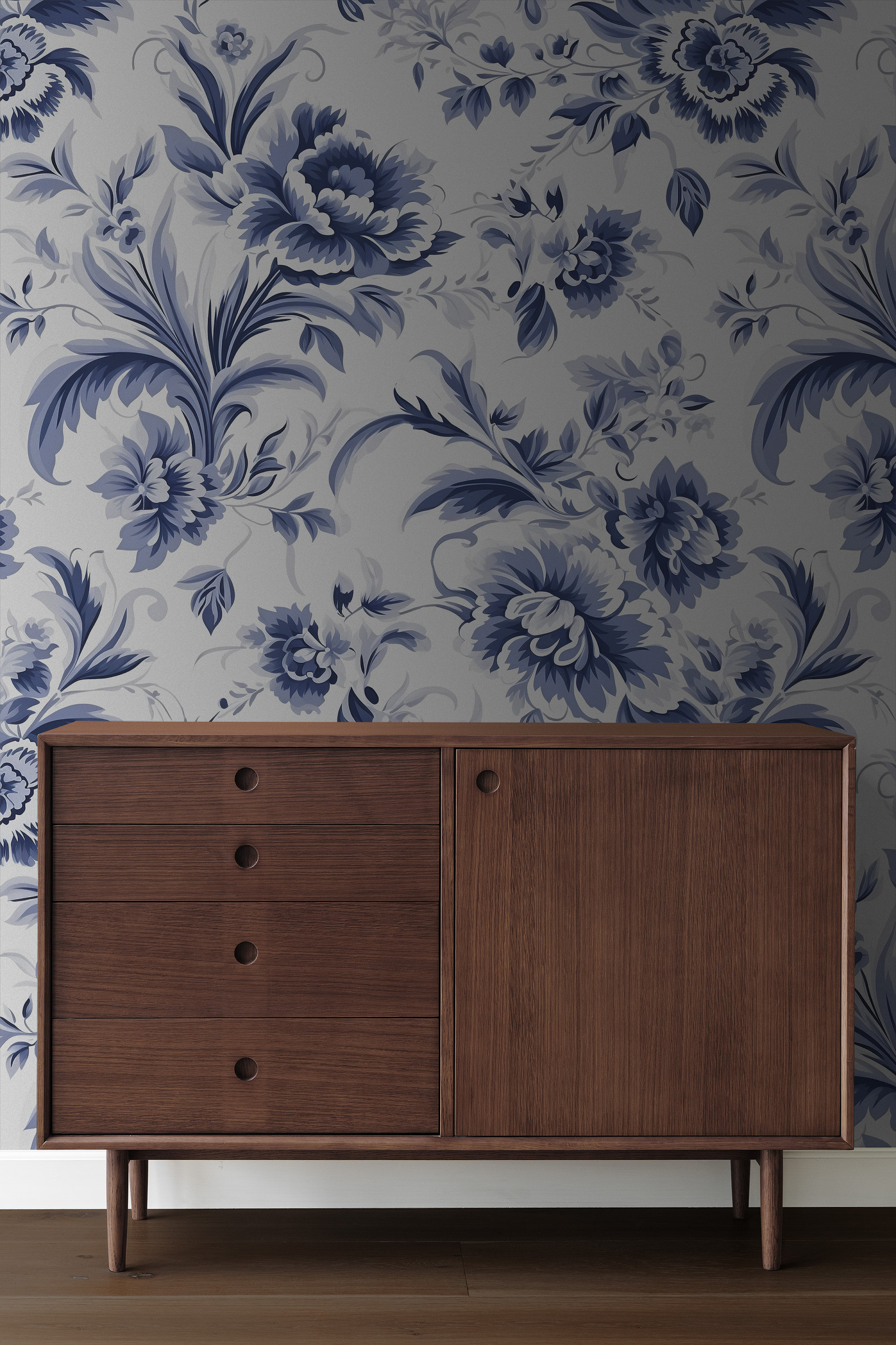 Royal Blue Toile Seamless Pattern, Commercial Use, Digital Paper, Blue ...