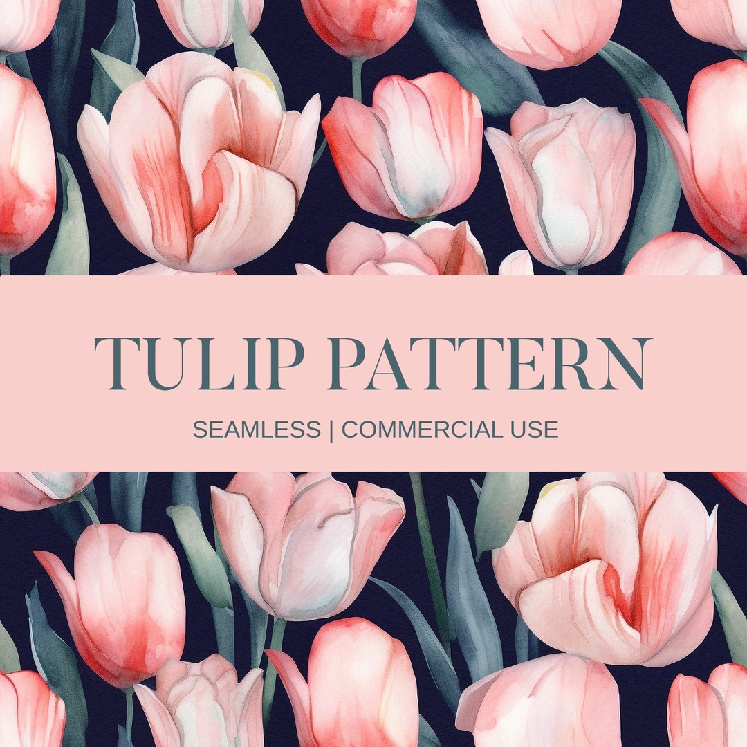 Pink Tulip Seamless Pattern, Commercial Use, Seamless Pattern, Digital ...