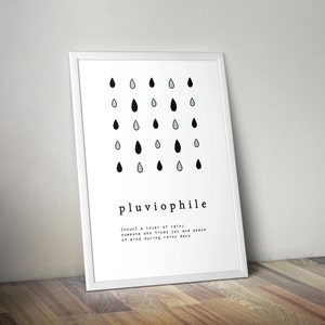 Pluviophile Poster, Rain Lover Poster, Rain Poster, Inspirational ...