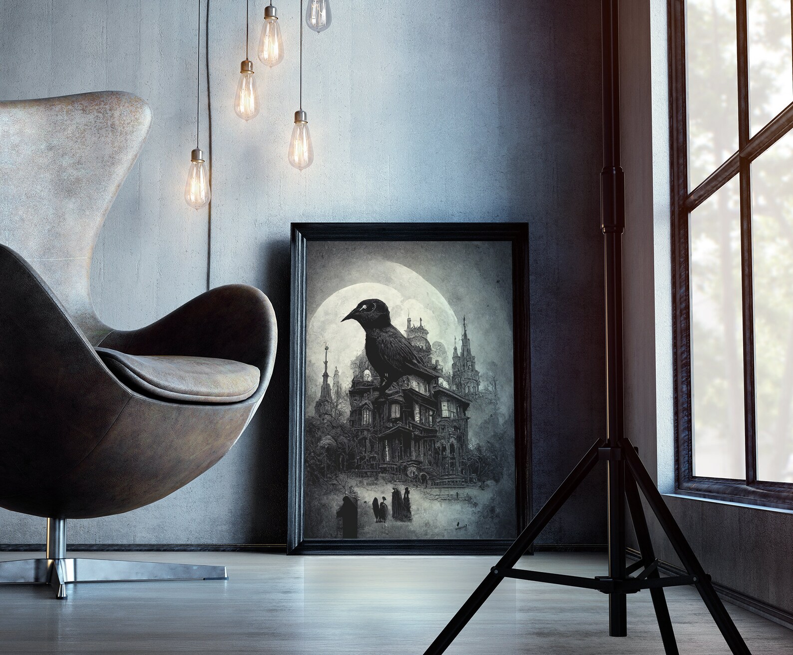Halloween Poster Halloween Wall Decor Raven Wall Art Raven - Etsy
