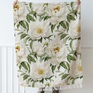 White Peony Seamless Pattern, Commercial Use, Peonies Pattern, Digital ...