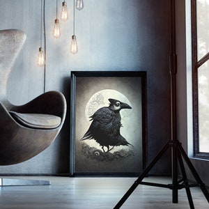 Edgar Allan Poe Raven Poster Raven Illustration Halloween - Etsy