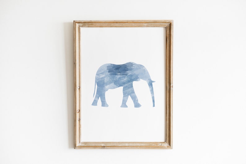 Minimalist Elephant Poster Blue Watercolor Elephant Print - Etsy