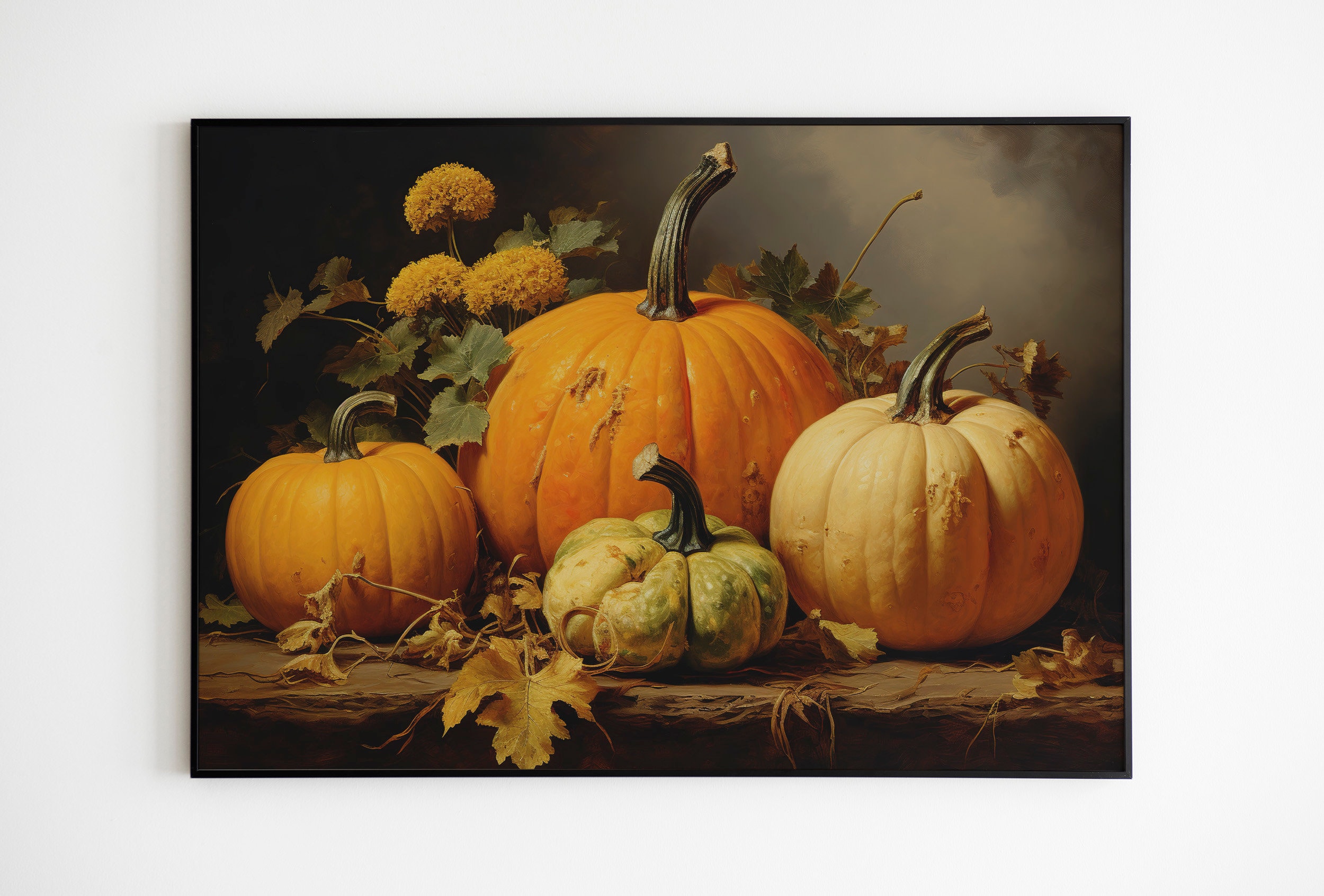 Vintage Pumpkins Oil Painting Rustic Fall Poster Printable - Etsy