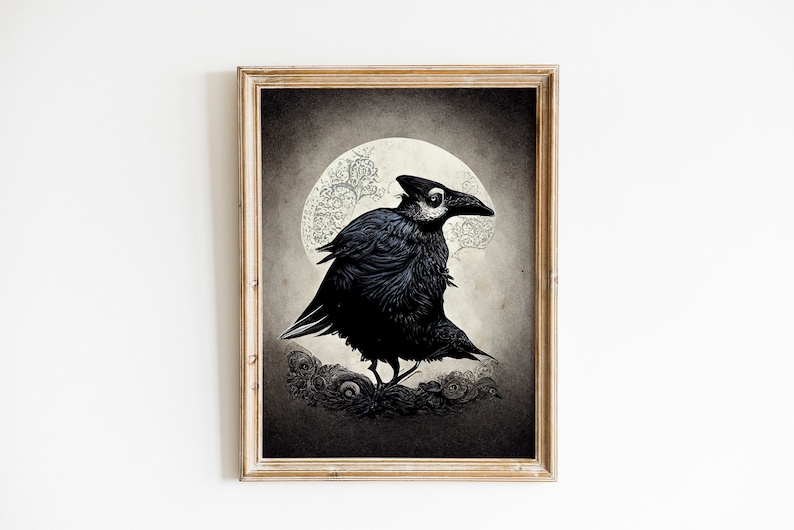 Edgar Allan Poe Raven Poster Raven Illustration Halloween - Etsy