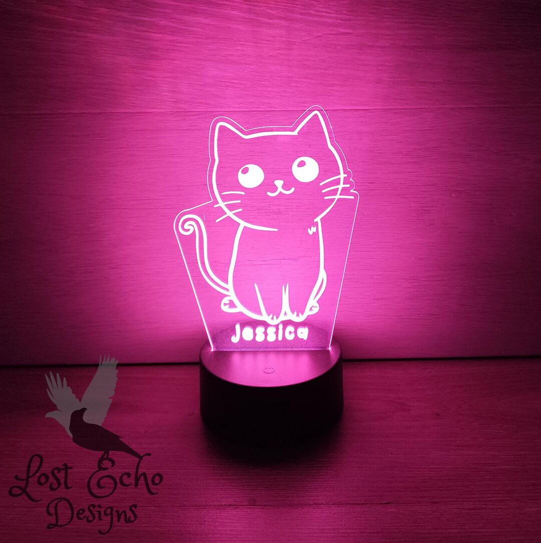 Personalized Cat Kitty Cute LED Table Lamp Night Light Gift - Etsy