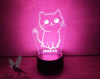Cat Personalized 3D Led Lamp - Customizable LED Bedside Night Light ...