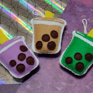 Handmade Boba Tea Christmas Tree Felt Ornaments_ Matcha, Taro, Milk Tea ...