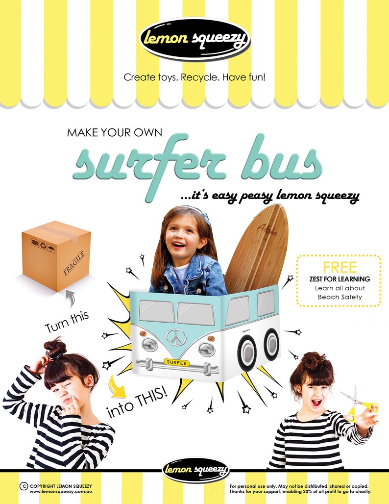 SURFER BUS - DIY Set - Instant Download- Includes Instructions & Free ...
