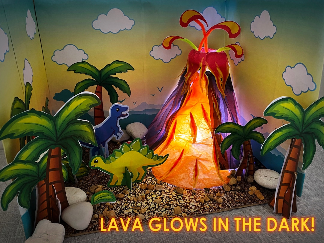 Dinosaur Volcano Diorama: DIY Craft Set (instant Download) - Etsy
