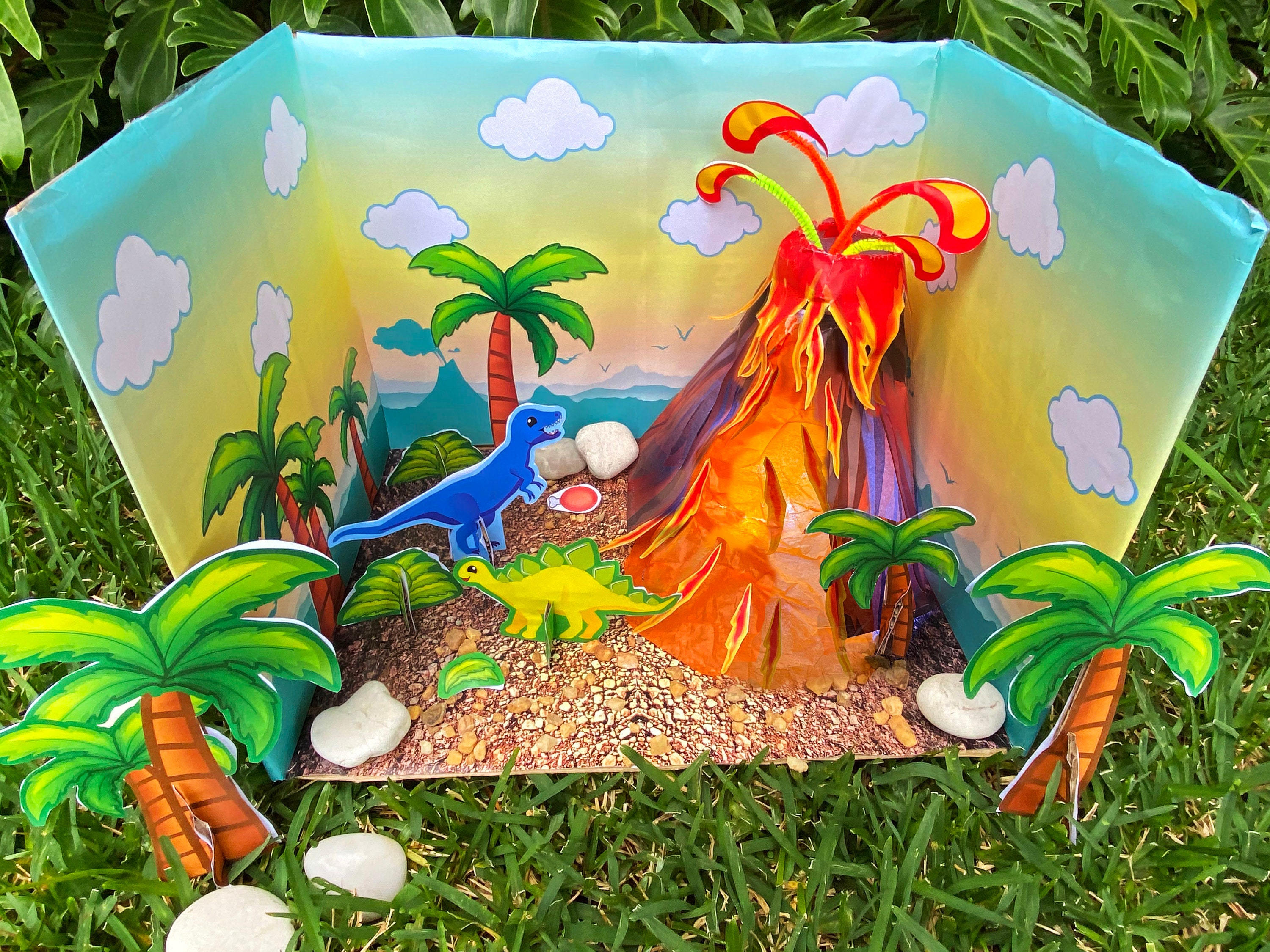 Dinosaur Volcano Diorama: DIY Craft Set (instant Download) - Etsy