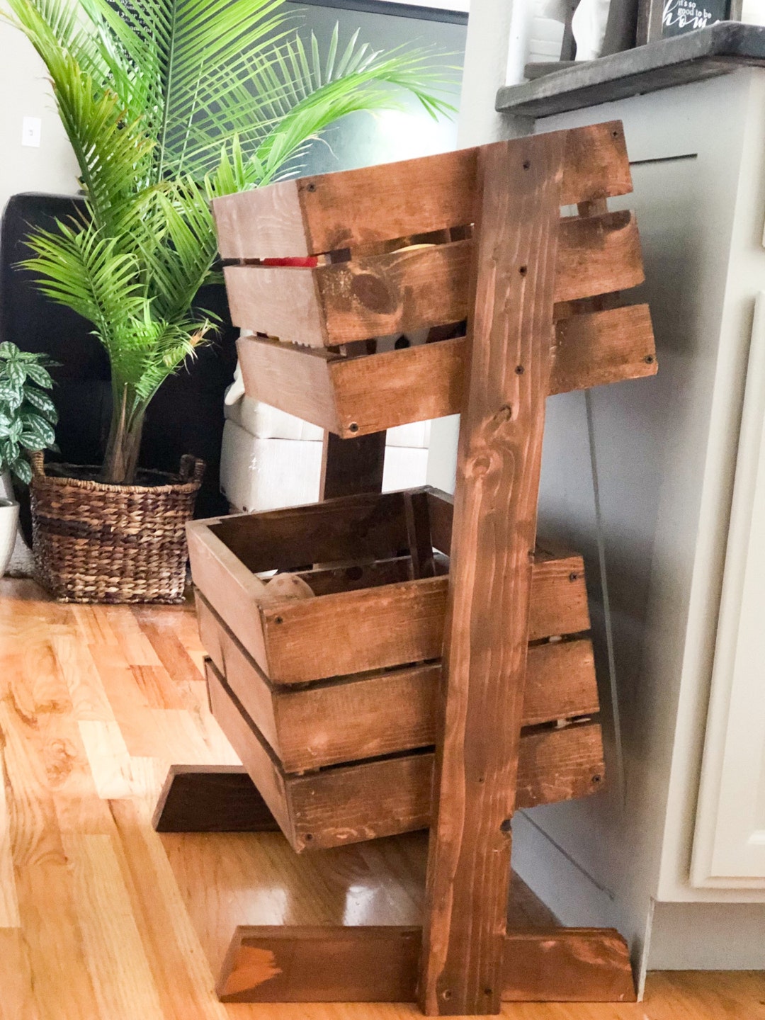 Wood Vegetable Bin- Wood Snack Stand- Produce Stand - Vegetable Storage ...