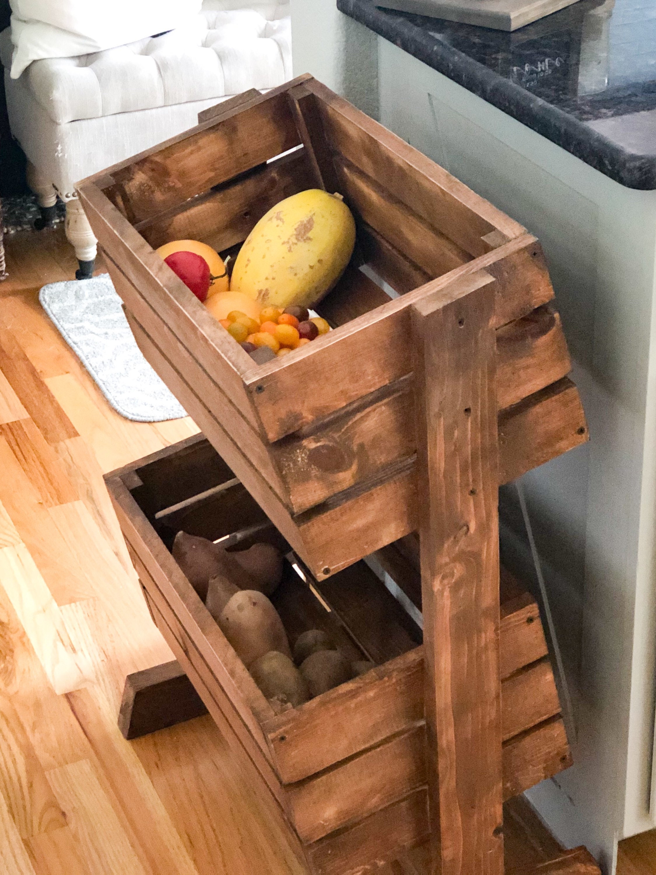 Rustic Wood Vegetable Stand – Farmhouse Produce Bin, Kitchen Storage - Etsy