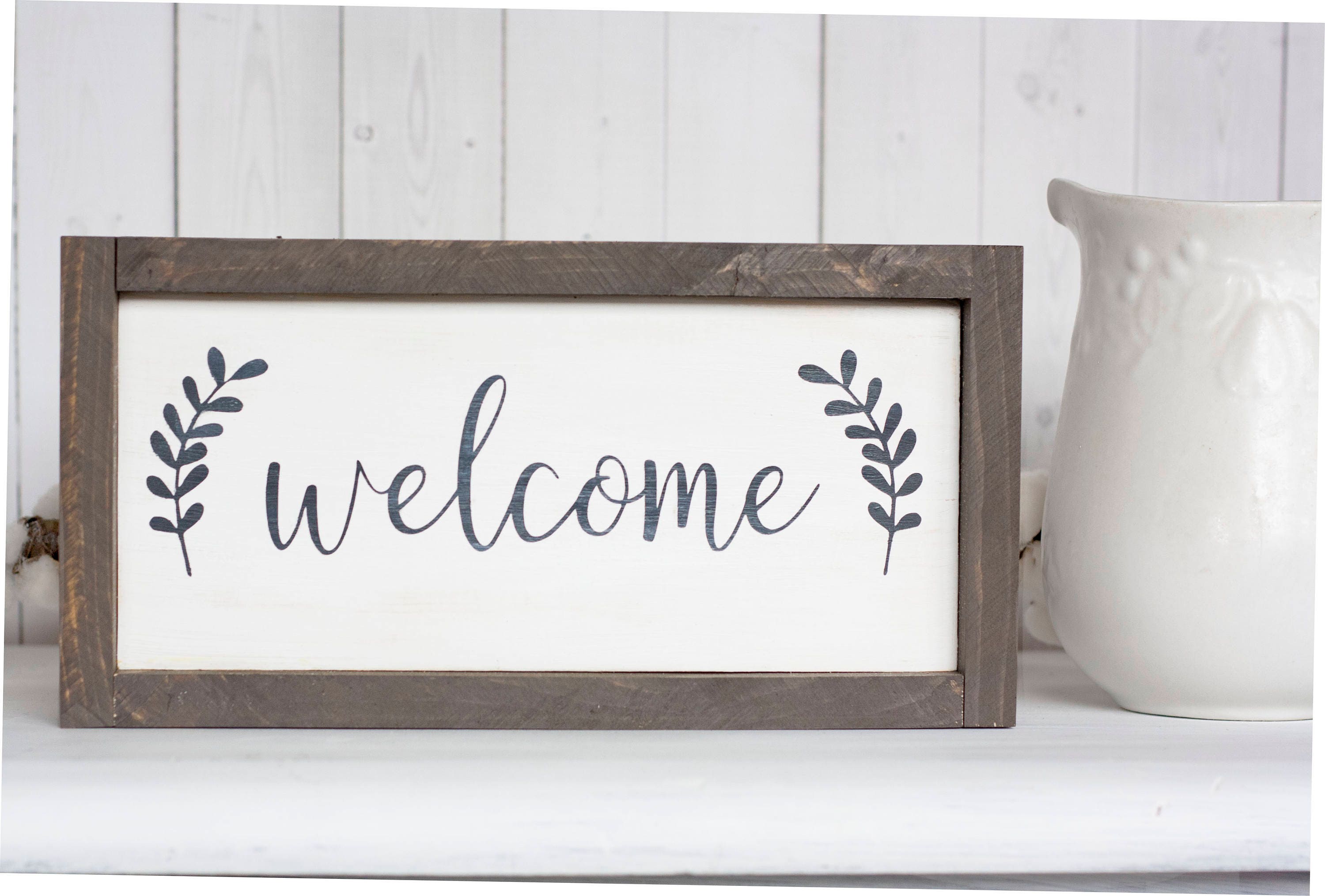 White Welcome Sign Small Welcome Sign Farmhouse Welcome | Etsy