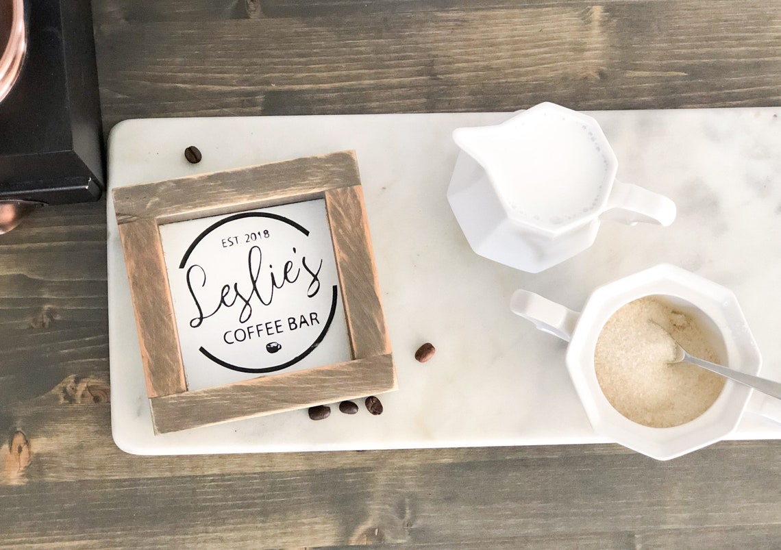 Personalized Coffee Bar Sign coffee Lover Gift Tiered Tray - Etsy