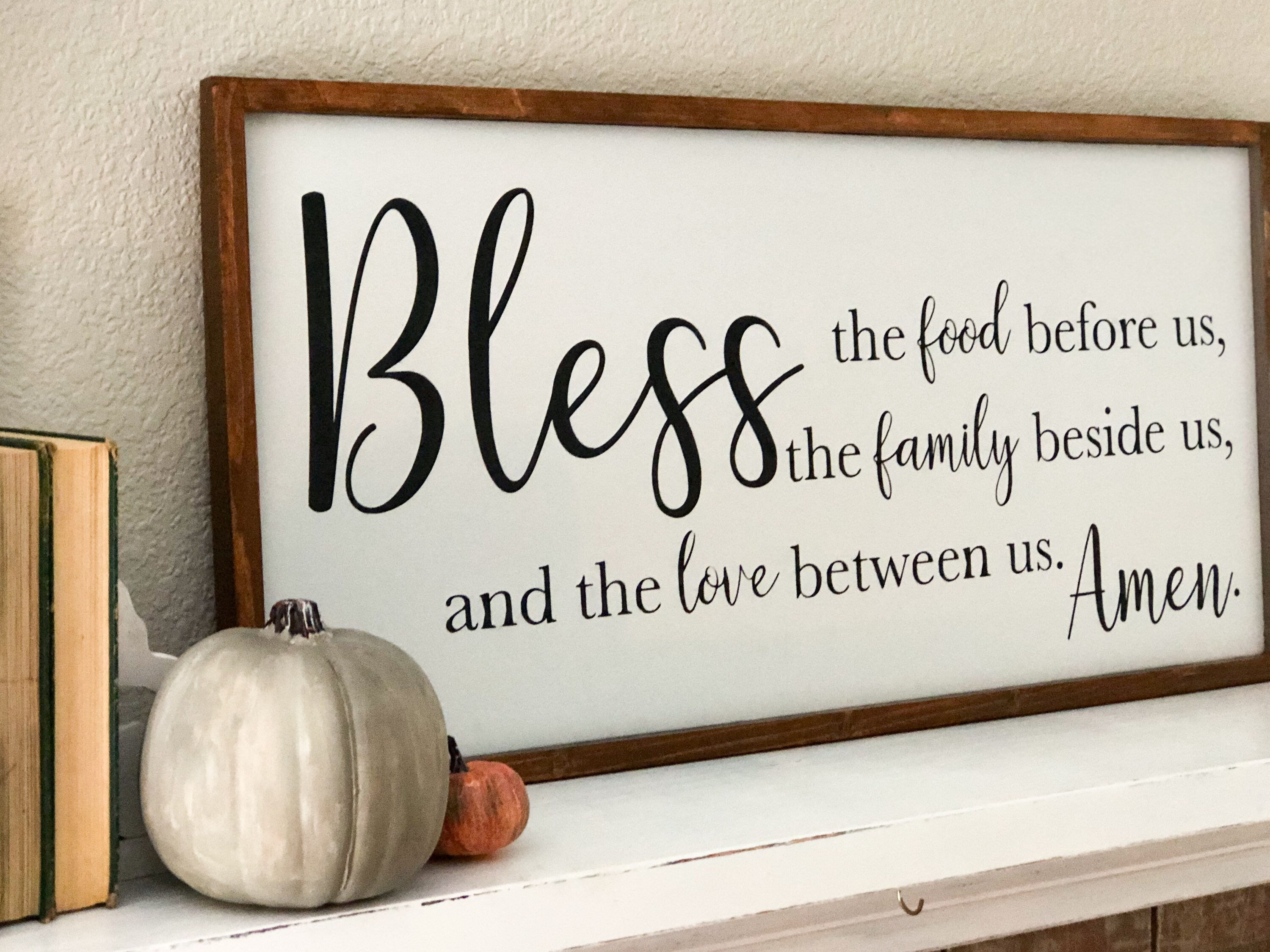 Large Framed Bless The Food Sign Christian Wall Decor | Etsy