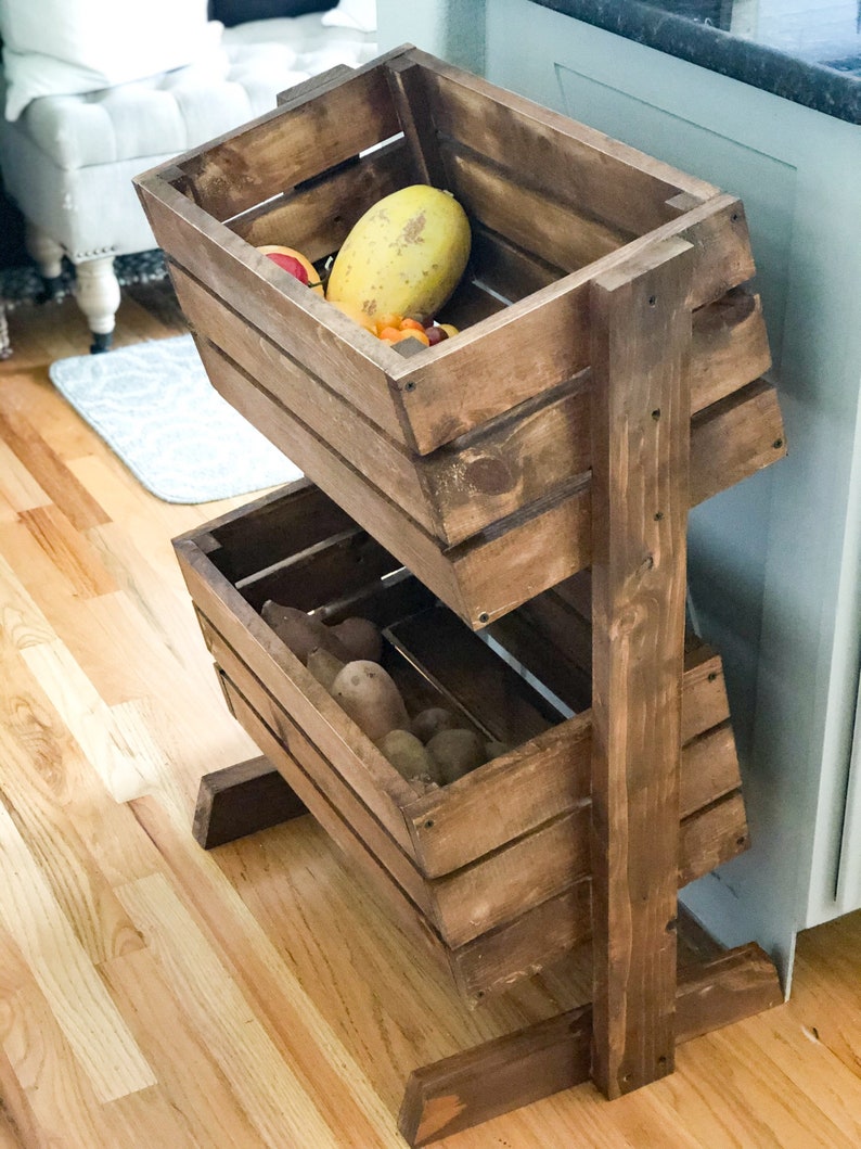 Wood Vegetable Bin Wood Snack Stand Produce Stand | Etsy