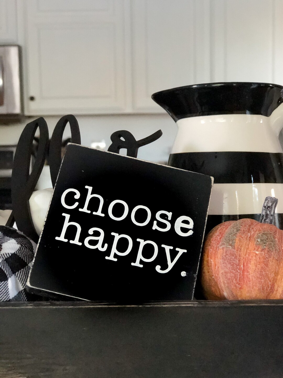 Choose Happy Sign- Tiered Tray Decor -tiered Tray Sign - Happy Sign ...