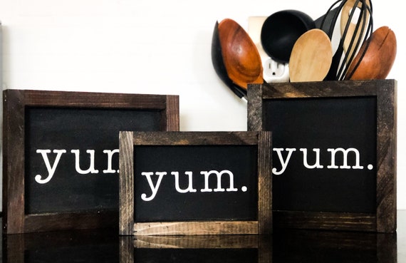 Yum Sign Small Kitchen Signs Tiered Tray Decor Modern | Etsy