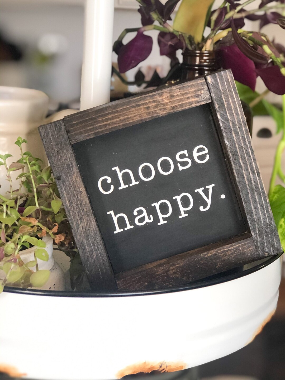 Choose Happy Sign - Rustic Wood Framed Affirmation Decor - Etsy