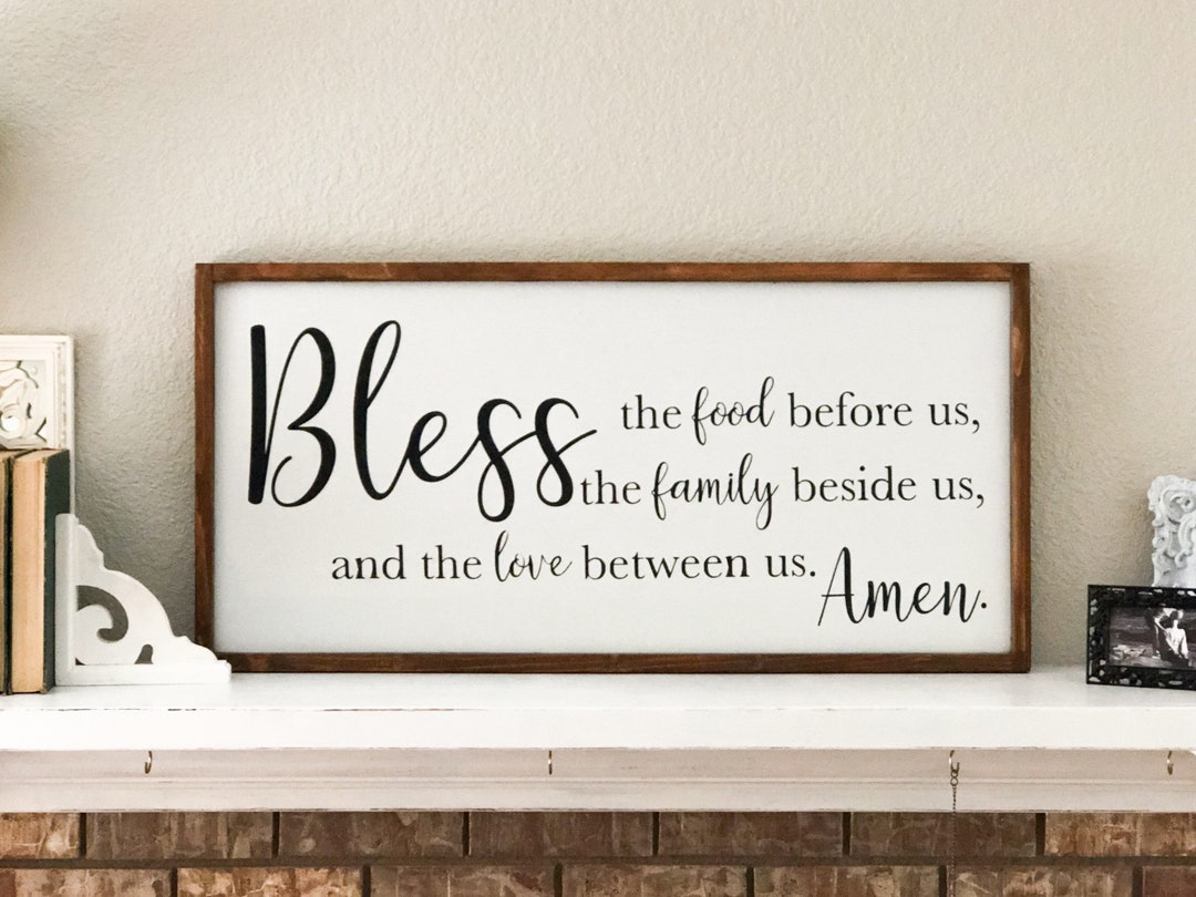 Large Framed Bless the Food Sign - Christian Wall Decor - Farmhouse ...