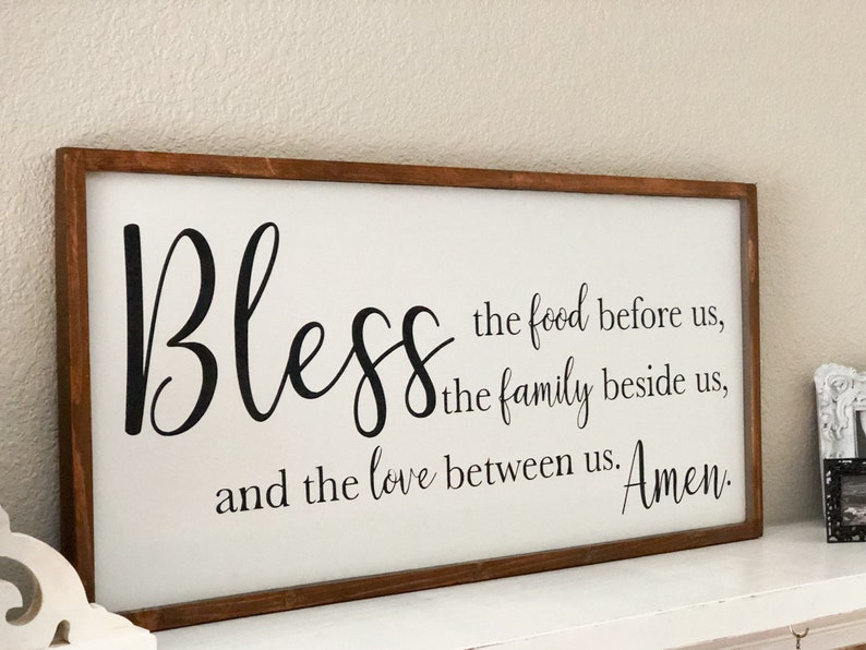 Large Framed Bless the Food Sign Christian Wall Decor - Etsy