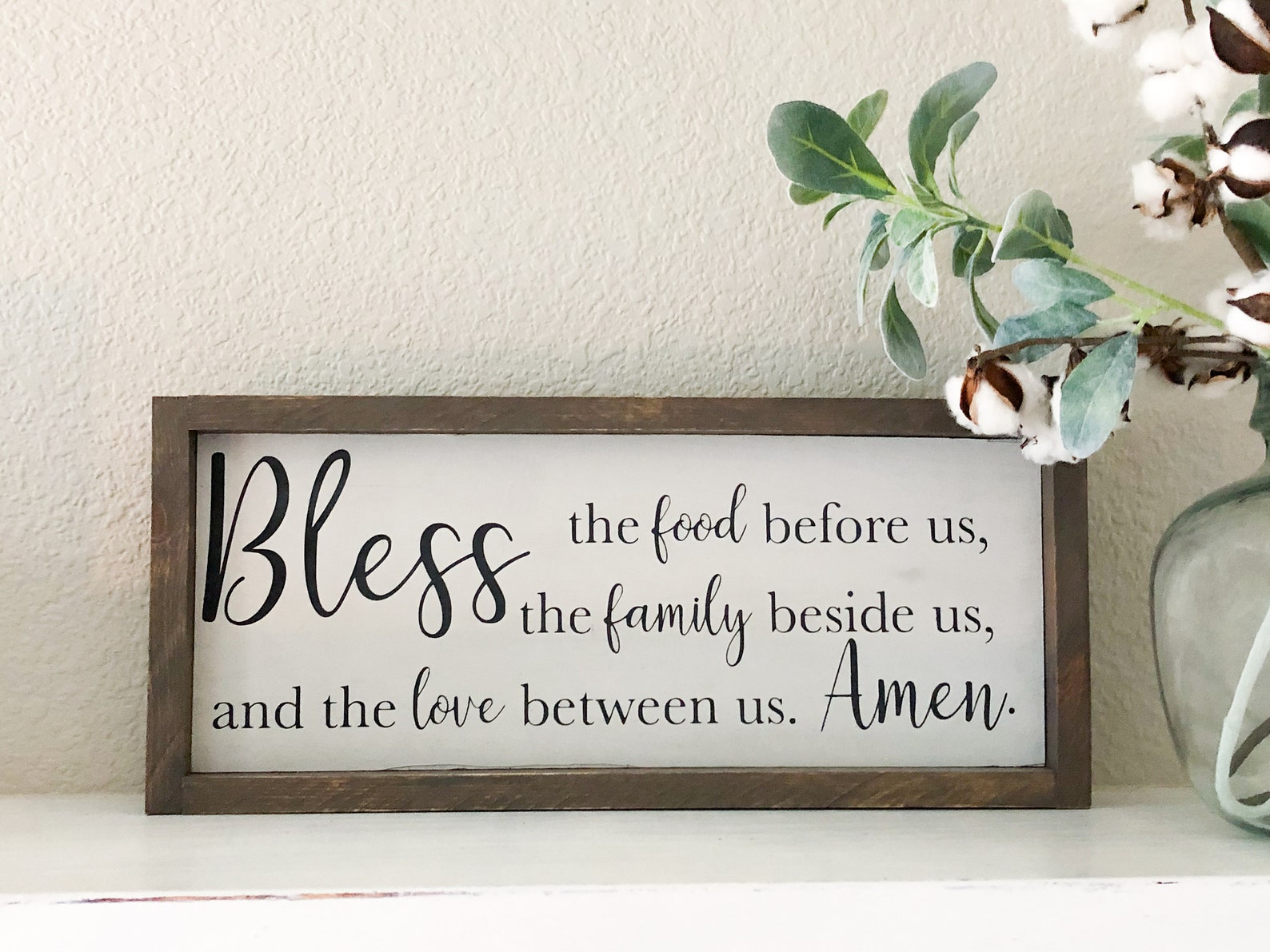 Large Framed Bless the Food Sign Christian Wall Decor - Etsy